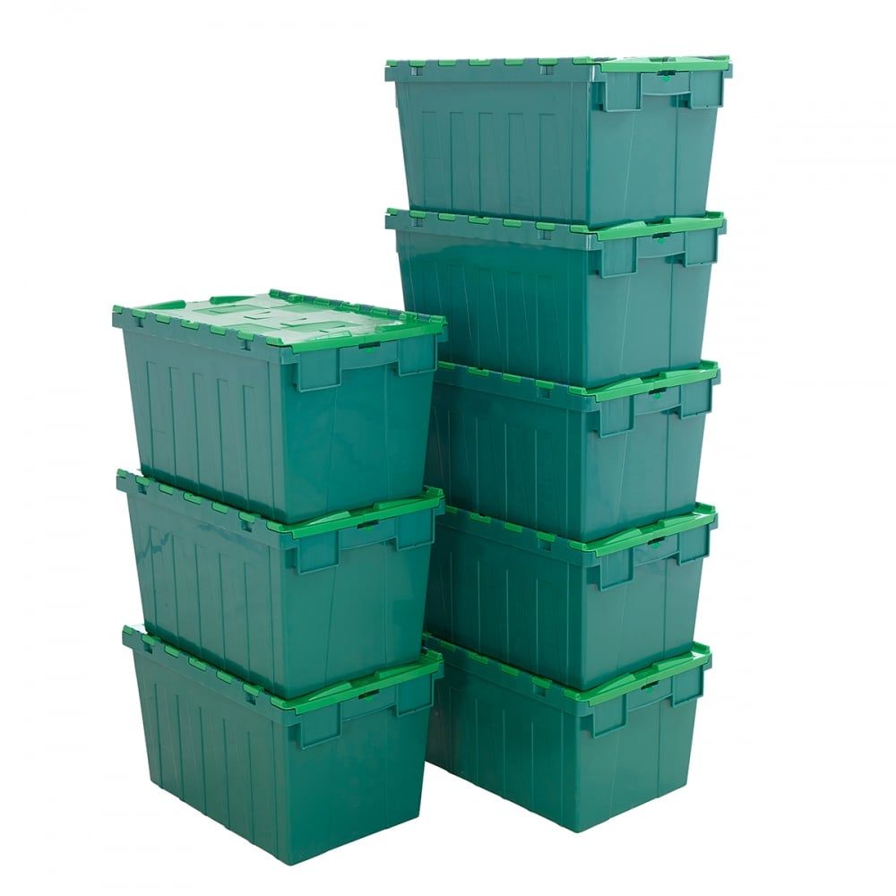 8X PREMIUM EURO CONTAINERS WITH ATTACHED LIDS | Racking.com