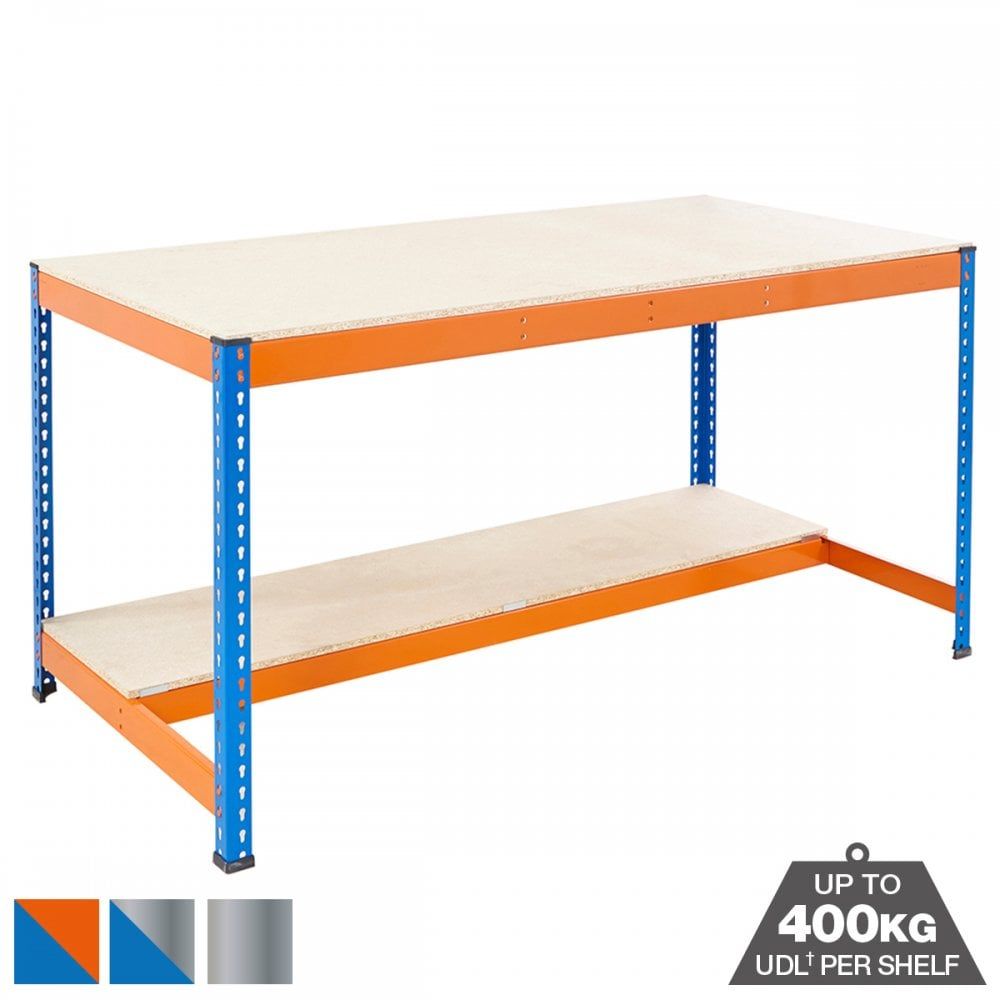 Heavy Duty 400kg Chipboard Workbench Half Depth Lower Shelf | Racking.com